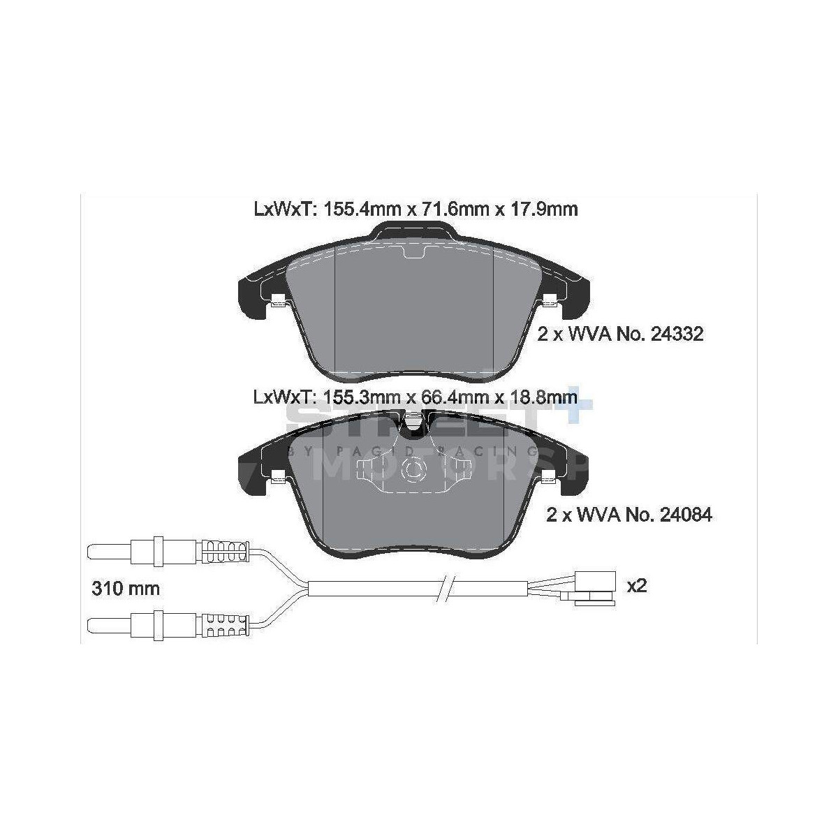 STREET+ brake pads by Pagid Racing T8069SP2001 - PEUGEOT (DF-PSA)